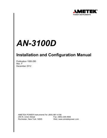 Ametek AN-3100D Installation And Configuration Manual | Manualzz