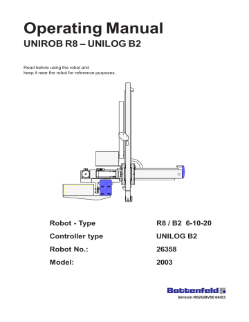 Battenfeld UNILOG B2, UNIROB R8 Operating Manual | Manualzz