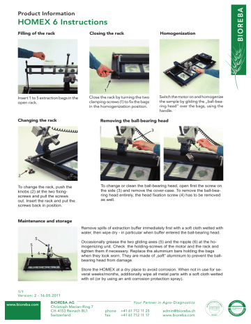 Bioreba HOMEX 6 Instructions | Manualzz