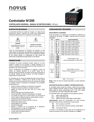 Novus N1200 Manual de usuario | Manualzz