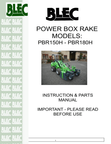 BLEC PRB180H Instruction & Parts Manual | Manualzz