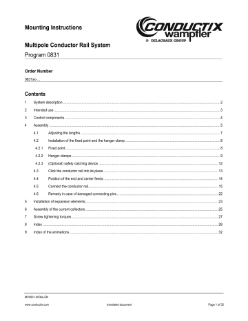 Delachaux Conductix Wampfler 0831 Mounting Instructions | Manualzz