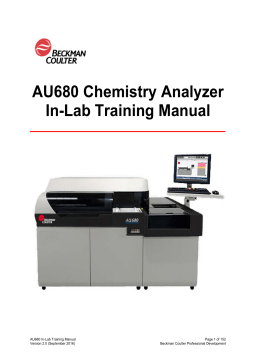 Beckman Coulter AU680 - Training Manual, Owner's manual, Instructions ...