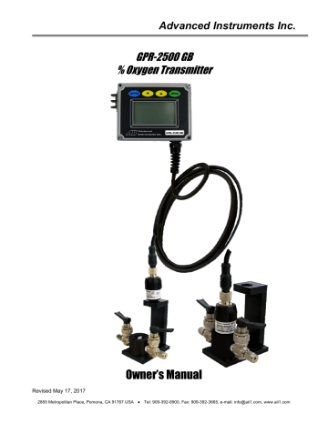 Advanced Instruments GPR-1500 GB, GPR-2500 Owner's Manual | Manualzz