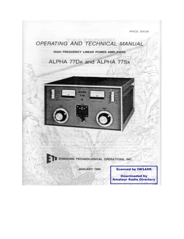 ETO Alpha 77Dx, Alpha 77Sx Operating And Technical Manual | Manualzz