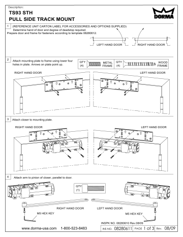 Dorma TS93 Series Quick Start Manual | Manualzz