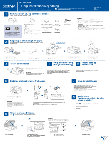 Brother MFC-J6530DW Printer Hurtig installationsvejledning | Manualzz
