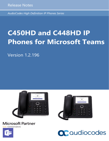 AudioCodes C448HD, C450HD Release Notes | Manualzz