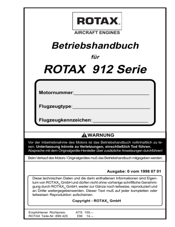 Rotax 912 Serie Betriebshandbuch | Manualzz