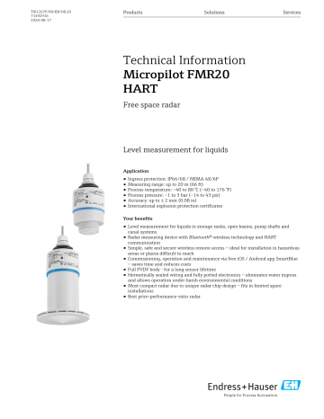 Endress+Hauser Micropilot FMR20 Technical Information | Manualzz