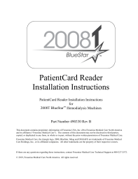 Fresenius Medical Care 2008T BlueStar - Operator's manual, installation ...