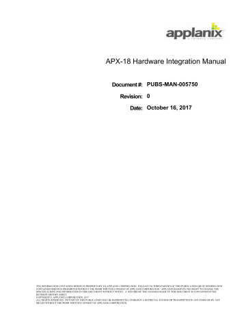 Applanix APX-18 Hardware Integration Manual | Manualzz