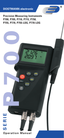 Dostmann Electronic P700, P705, P710, P715, P750, P755 Operation ...