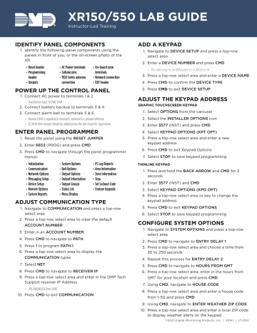 DMP Electronics XR150 series, XR550 series Lab Manual | Manualzz