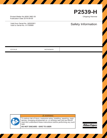 Atlas Copco P2539-H Uživatelský manuál | Manualzz