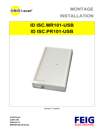Feig Electronic OBID i-scan ID ISC.MR101-USB Installation Manual | Manualzz