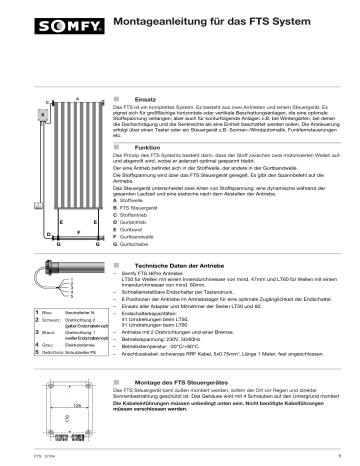 SOMFY FTS Gemini 25/17 - LT 50 Montageanleitung | Manualzz