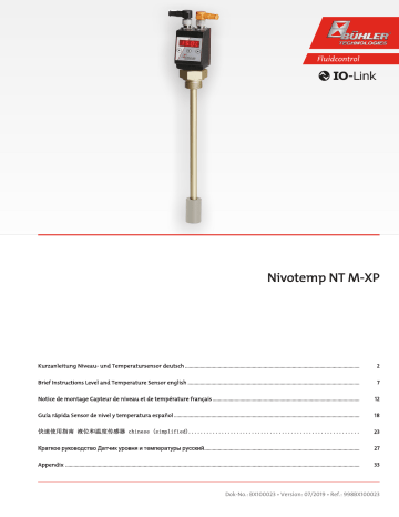 Bühler technologies Nivotemp NT M-XP Brief Instructions | Manualzz
