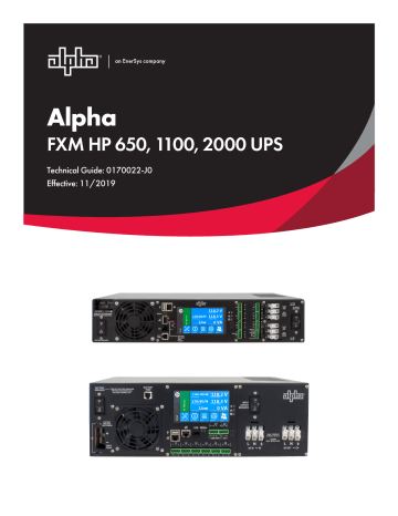 EnerSys Alpha FXM HP 1100, Alpha FXM HP 2000 Technical Manual | Manualzz
