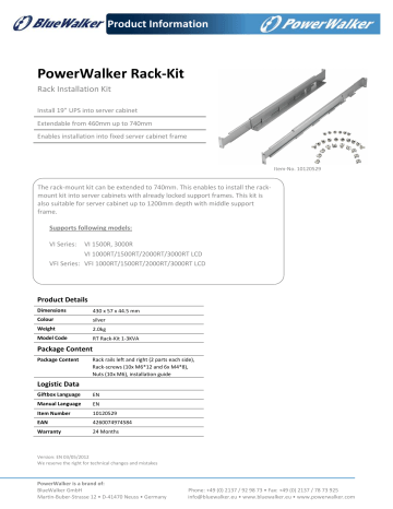 PowerWalker Rack-Kit Datasheet | Manualzz