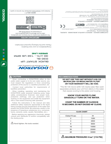 dosatron GREEN LINE D30 GL Quick Start-Up | Manualzz