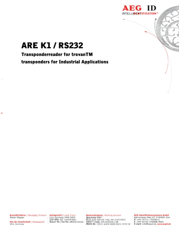 AEG ID ARE K1 / RS232 Manual | Manualzz