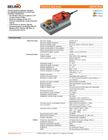 Belimo GM24A-MOD Technical Data Sheet | Manualzz