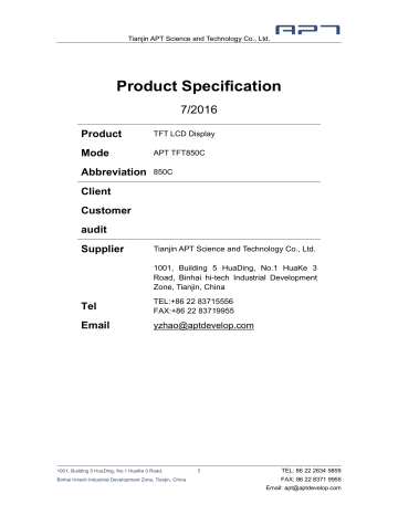 APT 850C Product Specification | Manualzz