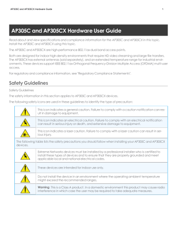 Extreme Networks AP305C, AP305CX Hardware User's Manual | Manualzz
