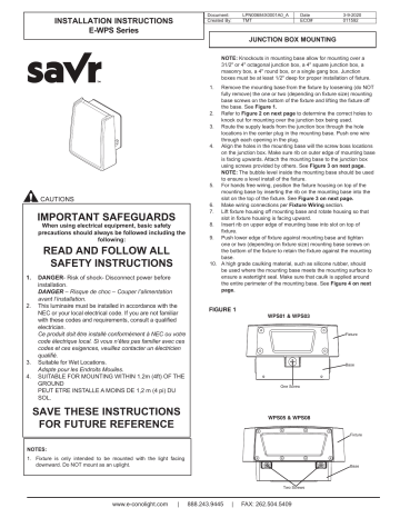 e-conolight Savr WPS01 Installation Instructions Manual | Manualzz