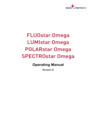 BMG Labtech FLUOstar Omega, LUMIstar Omega Operating Manual | Manualzz
