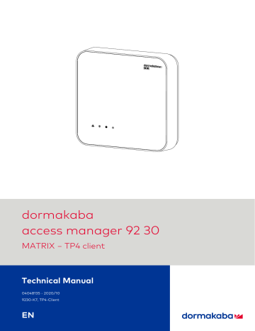 Dormakaba 9230-K7, access manager 92 30 Technical Manual | Manualzz