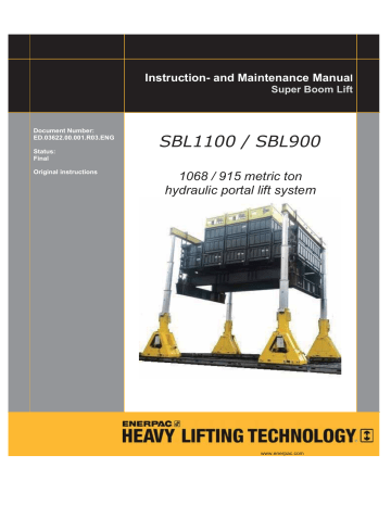 Enerpac SBL1100, SBL900 Instruction And Maintenance Manual | Manualzz