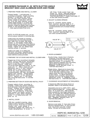Dorma RTS Series Quick Start Manual | Manualzz