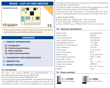 Erone SEL2641R433-S2 Installation Manual | Manualzz
