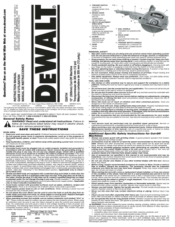 DeWalt D28754 Manual De Instrucciones | Manualzz