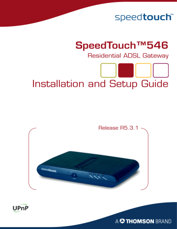Thomson SpeedTouch 546, 546i Setup Guide | Manualzz