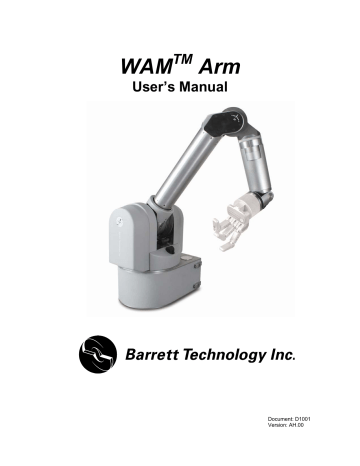 Barrett WAM Arm User Manual | Manualzz