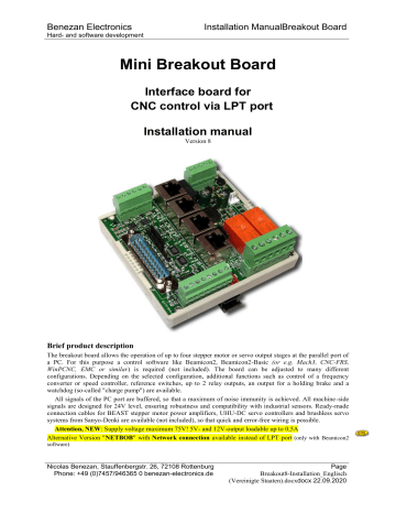 Benezan Electronics Mini Breakout Board Installation Manual | Manualzz