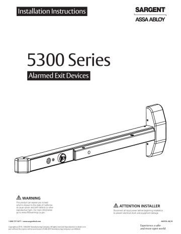 Assa Abloy SARGENT 5300 Series Installation Instructions Manual | Manualzz