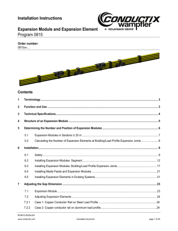 Conductix-Wampfler 0815 Series Installation Instructions Manual | Manualzz