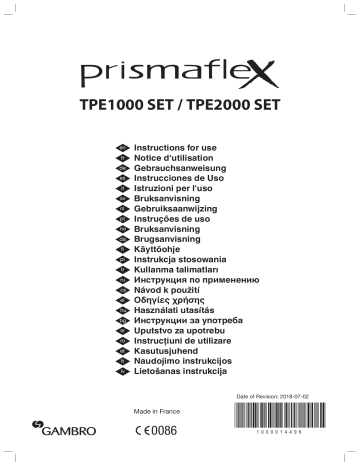 Gambro PRISMAFLEX TPE1000, PRISMAFLEX TPE2000 Gebrauchsanweisung | Manualzz