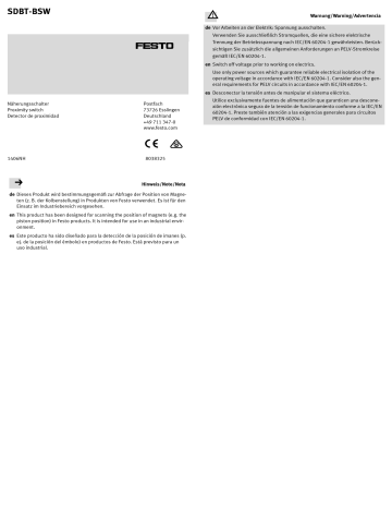 Festo SDBT-BSW-1L-PU-W-0.3-N-M12 Kurzanleitung | Manualzz