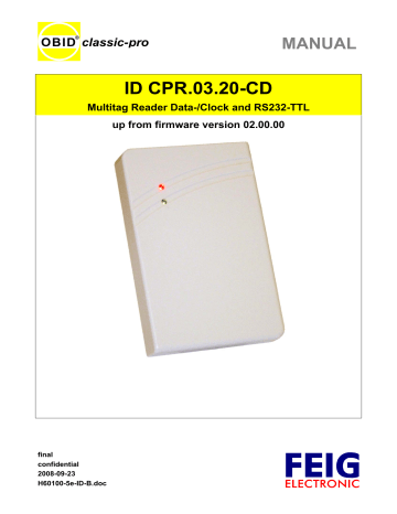 Feig Electronic OBID classic-pro ID CPR.03.20-CD Manual | Manualzz