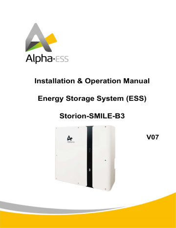 Alpha ESS Storion-SMILE-B3 Installation & Operation Manual | Manualzz