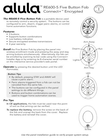 Alula RE600-5 Quick Start Manual | Manualzz