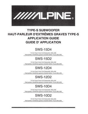 Alpine SWS Subwoofer Application Guide | Manualzz