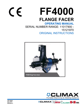 Climax FF4000, FLANGE FACER Operating Manual | Manualzz
