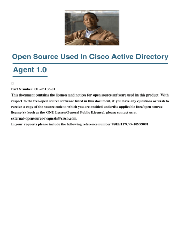 Cisco Active Directory Agent 1.0 Open Source License | Manualzz