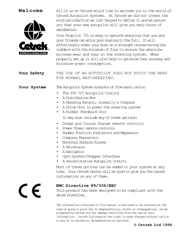 Cetrek Propilot 725 User Manual | Manualzz